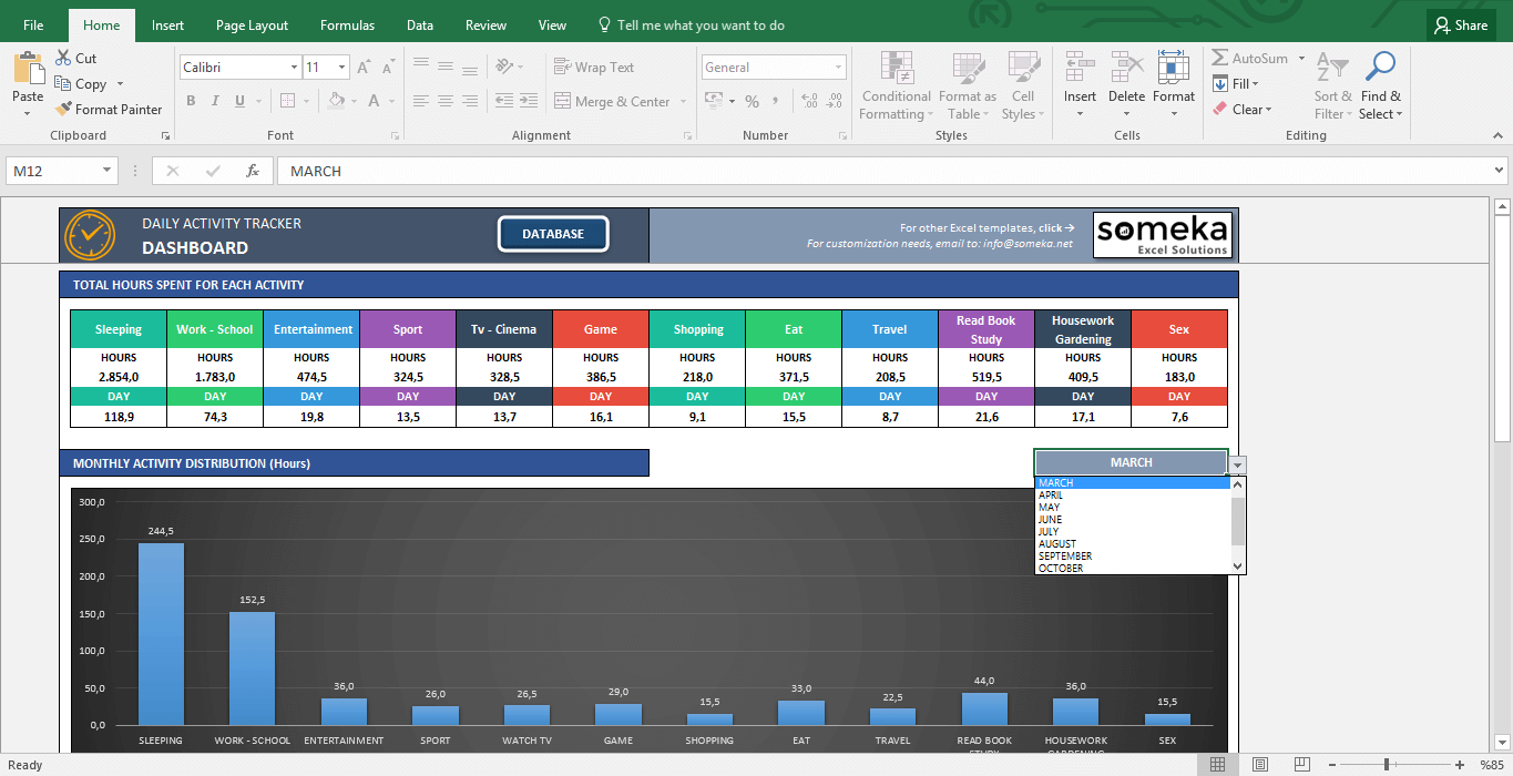 Daily Activity Tracker Excel Template Someka