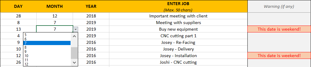 Automatic Schedule Planner from Excel List - Spreadsheet Template
