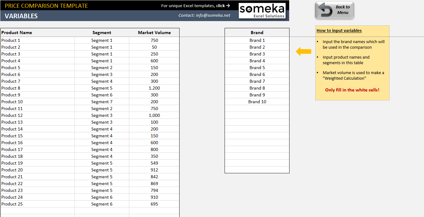 Price Comparison Excel Template Price Analysis Template
