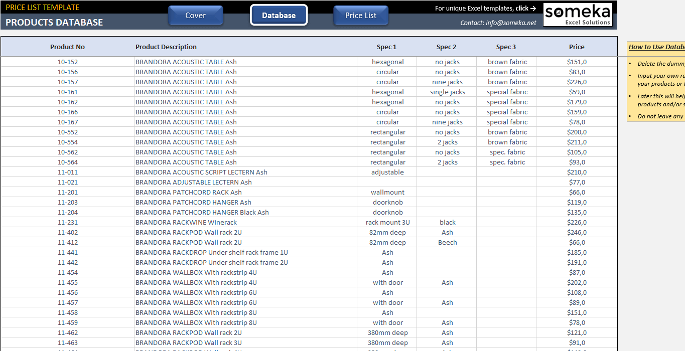 E Excel Price List Printable Price List Template For Excel For Gambaran