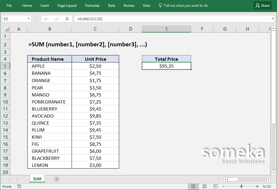 How To Use Excel SUM Function Formula Details And Video Examples