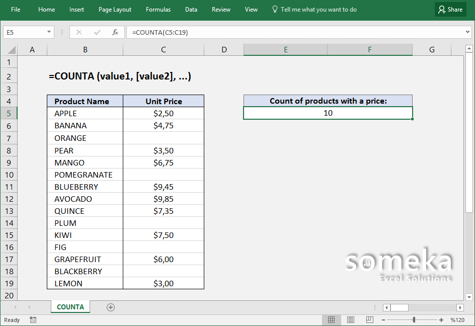 How To Use Excel COUNTA Function Formula Video Examples
