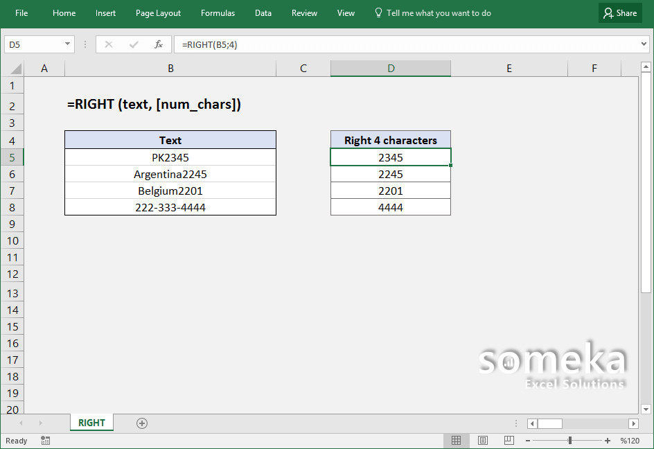 How to use Excel RIGHT function - Formula Details and Video Examples How to use Excel RIGHT function - Formula Details and Video Examples
