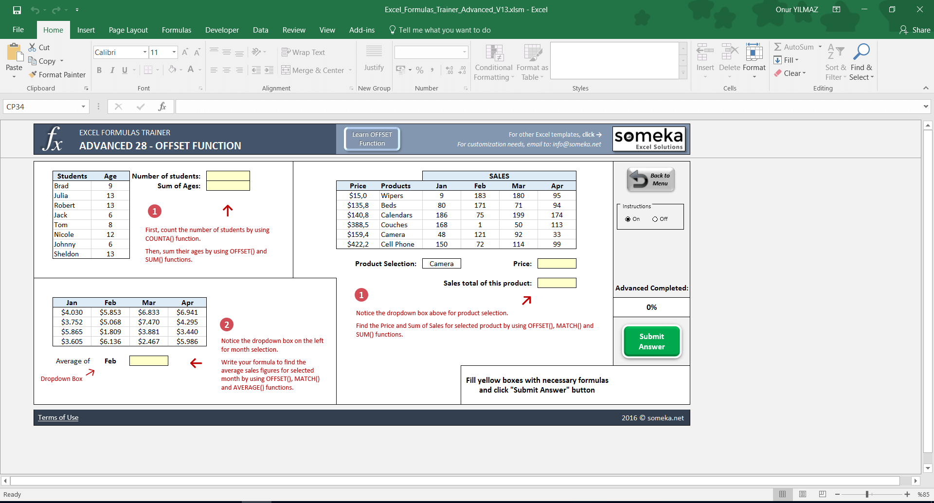 Excel Formulas Trainer - Advanced | Practice Workbook - Learn by doing! Excel Formulas Trainer - Advanced | Practice Workbook - Learn by doing!