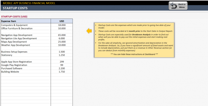 Mobile App Financial Model Excel Template | Financial Projections
