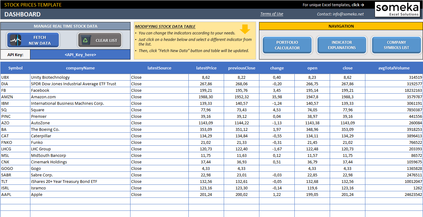 Excel Stock Price Calculator Real Time Stock Quotes Template
