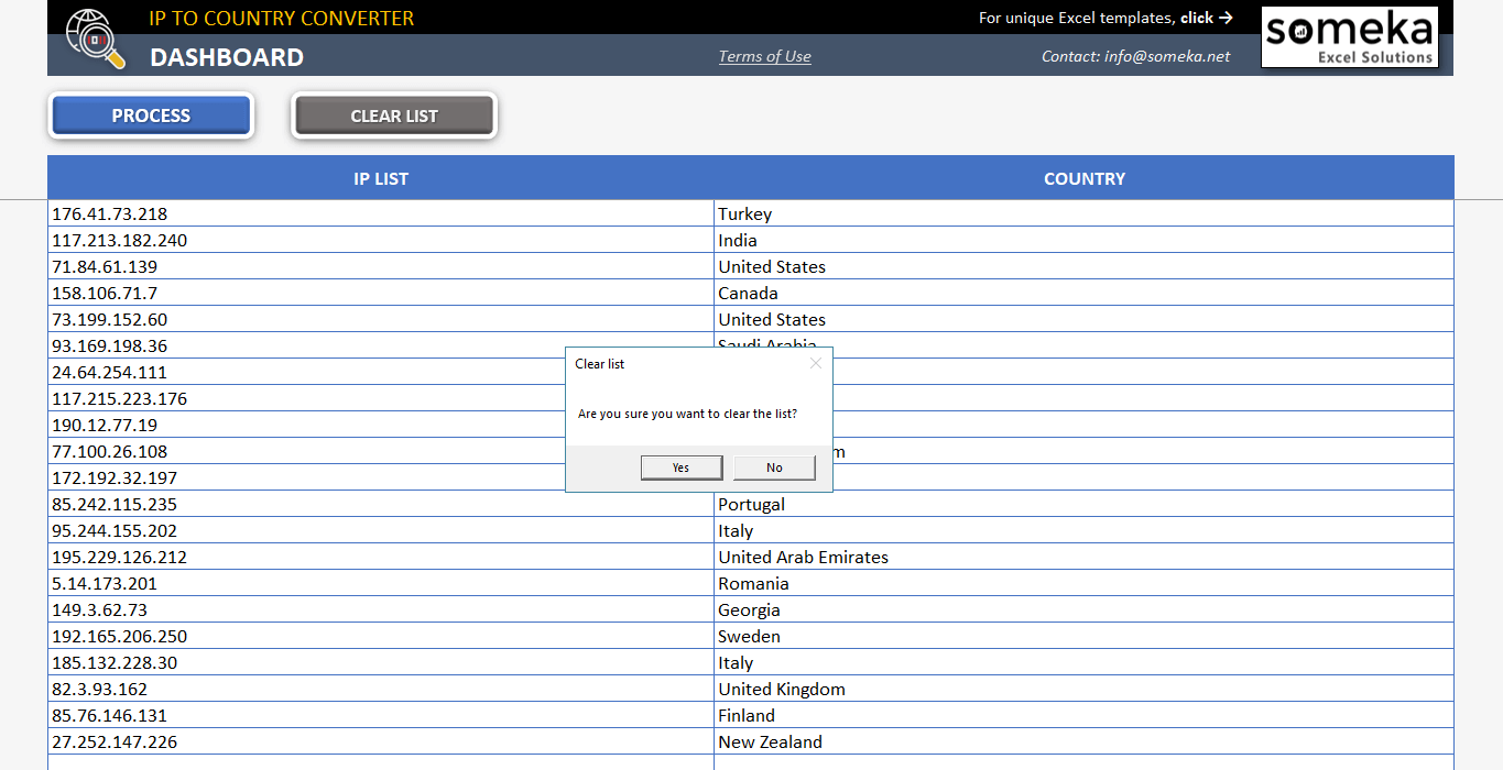 IP to Country Converter Excel Template | Bulk IP Lookup Tool