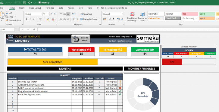 Daily Weekly Monthly Task List Excel Template | To Do List