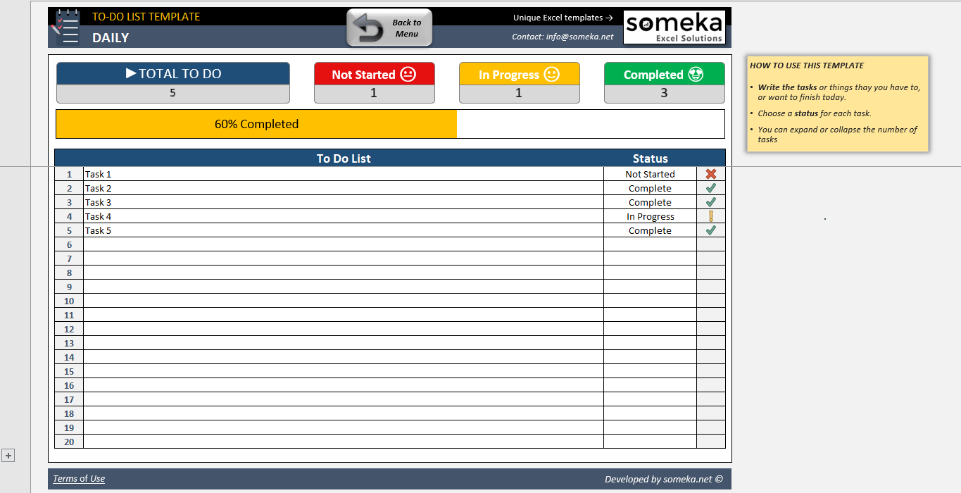 To Do List Template Daily Weekly Monthly Tasks In Excel 