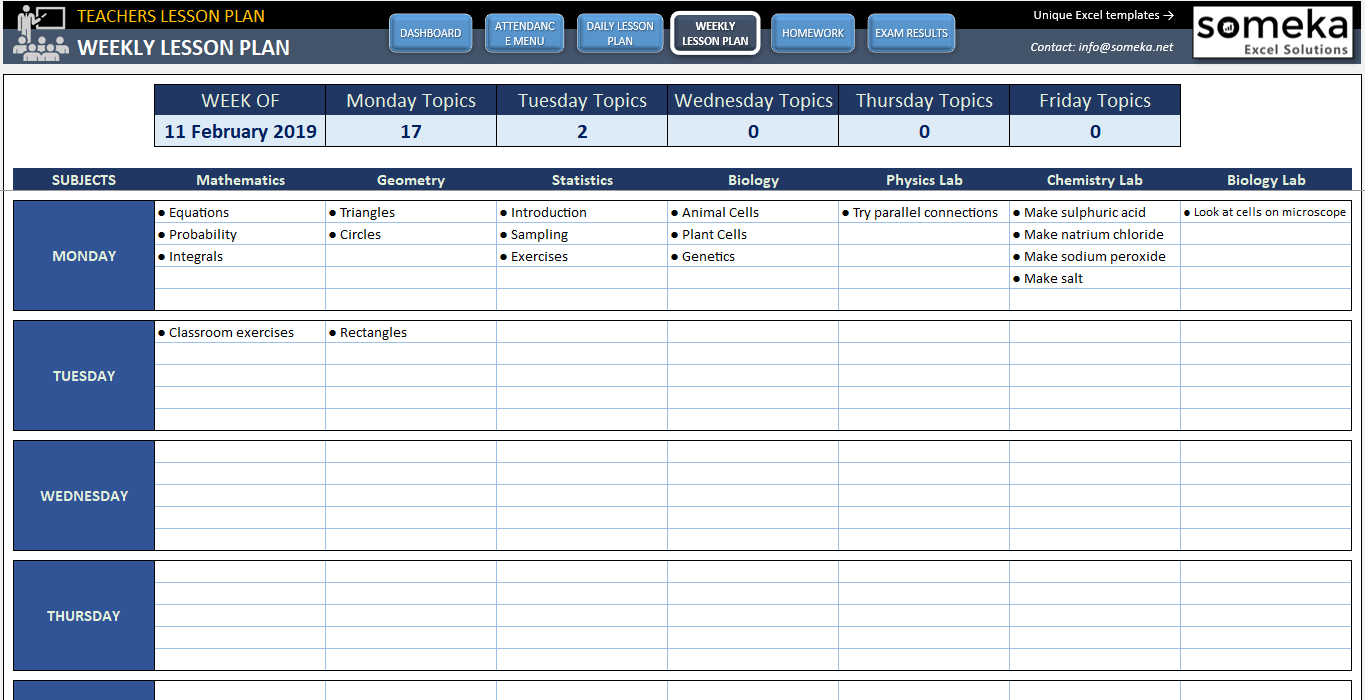 Teacher Lesson Plan Template Free Teaching Guide In Excel