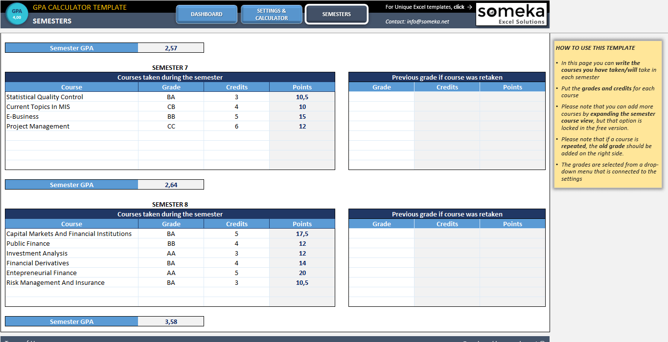 GPA Calculator Excel Template - Free College GPA Calculator in Excel GPA Calculator Excel Template - Free College GPA Calculator in Excel
