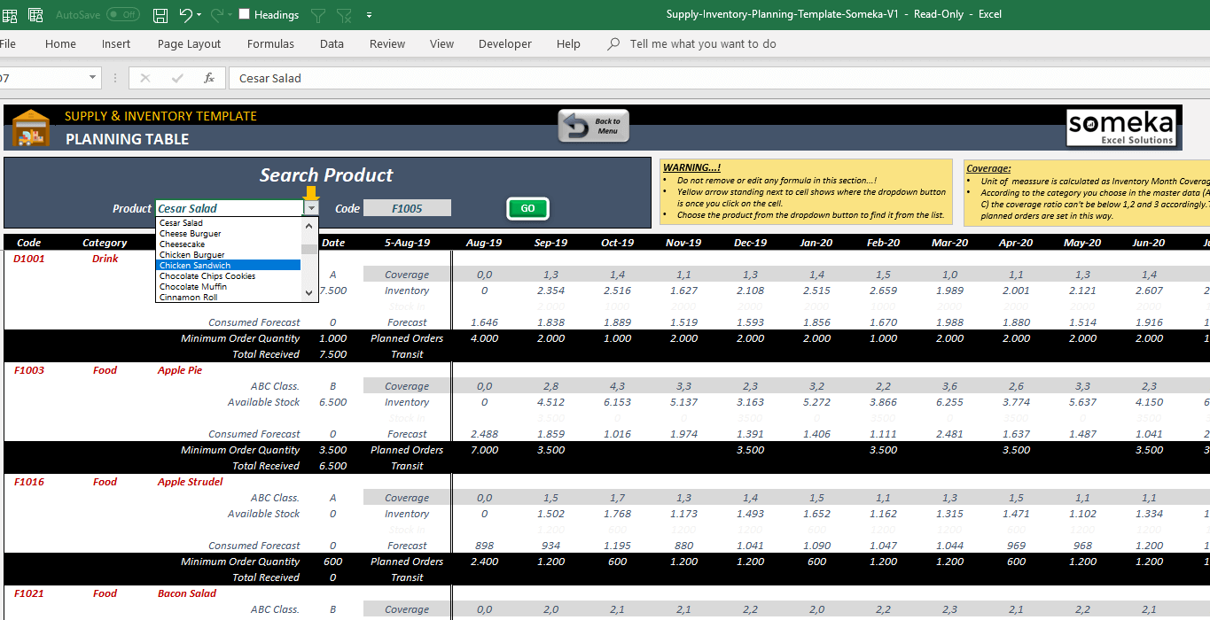 Supply Planning Excel Template Inventory Plan Spreadsheet