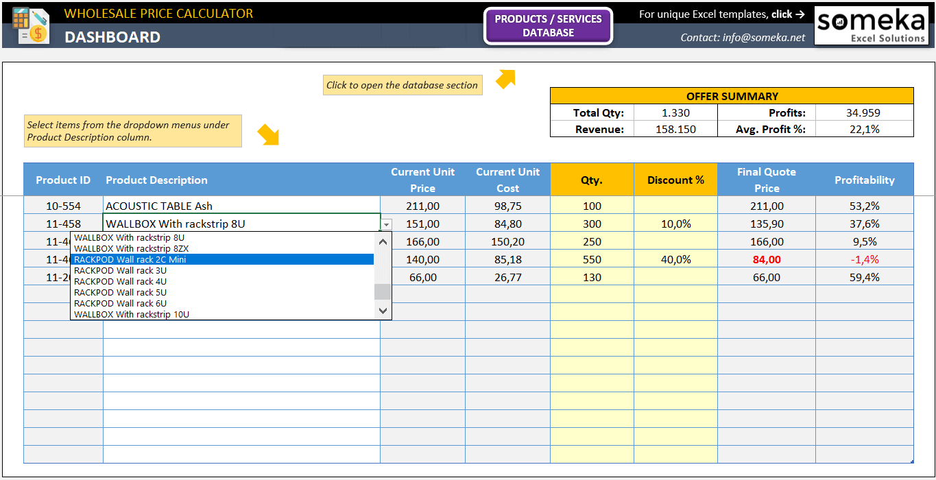 Wholesale Price Calculator Excel Template Wholesale Pricing Tool