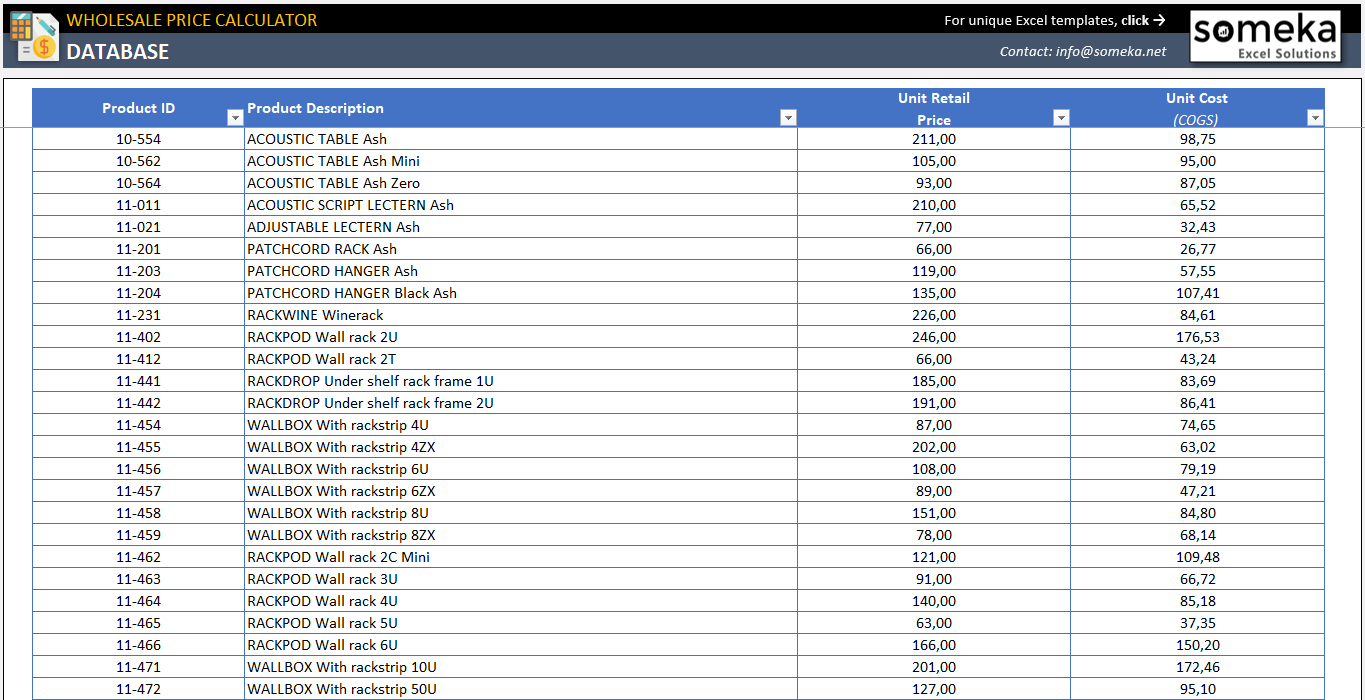 Wholesale Price Calculator Excel Template Wholesale Pricing Sheet