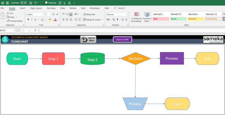 Excel Flowchart Template Free Automatic Flowchart Maker