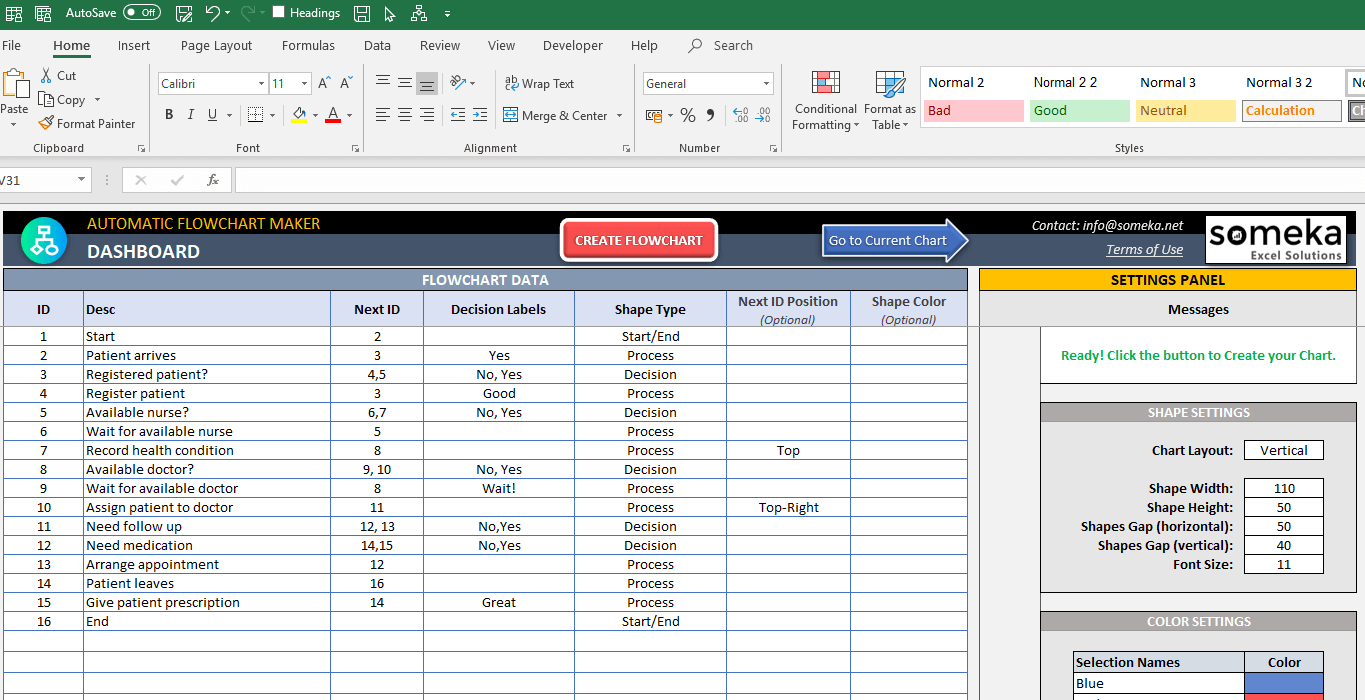 Excel Flowchart Template Free Automatic Flowchart Maker