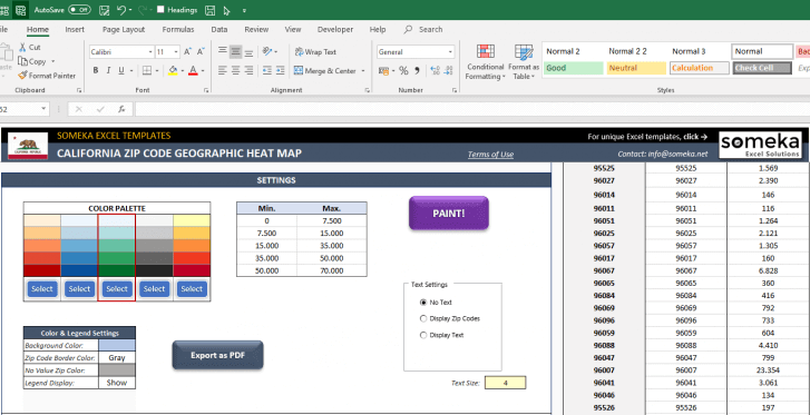 US Zip Code Heat Map In Excel US Zip Code Shapes Powerpoint