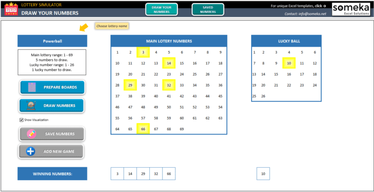 Excel Lottery Simulator | Lottery Simulator Spreadsheet