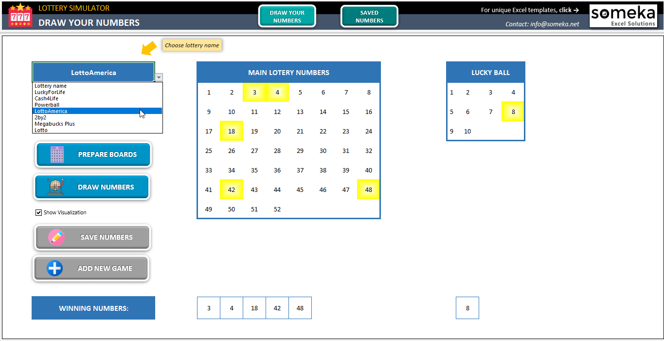 Excel Lottery Simulator | Lottery Simulator Spreadsheet