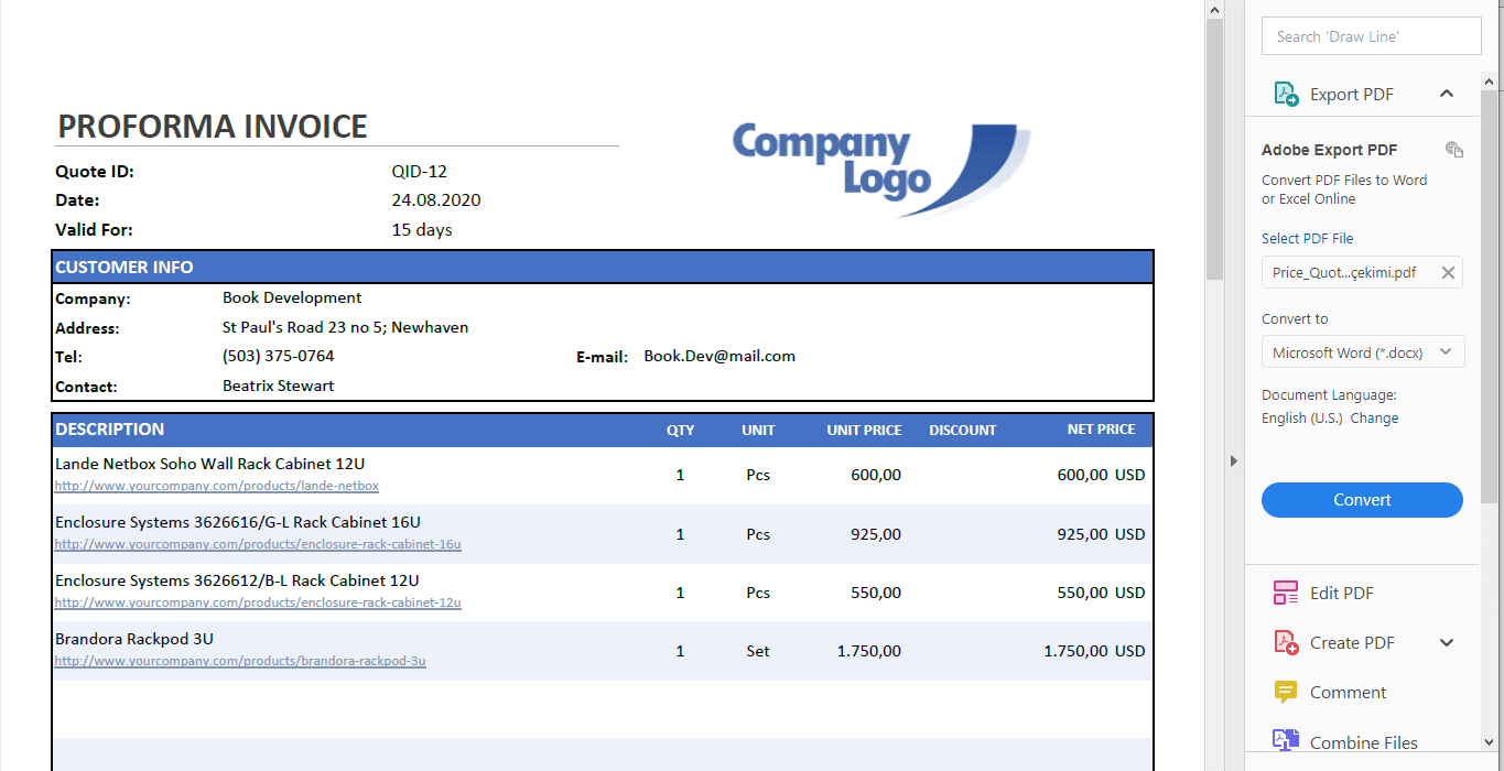 Excel Quotation Template With Database