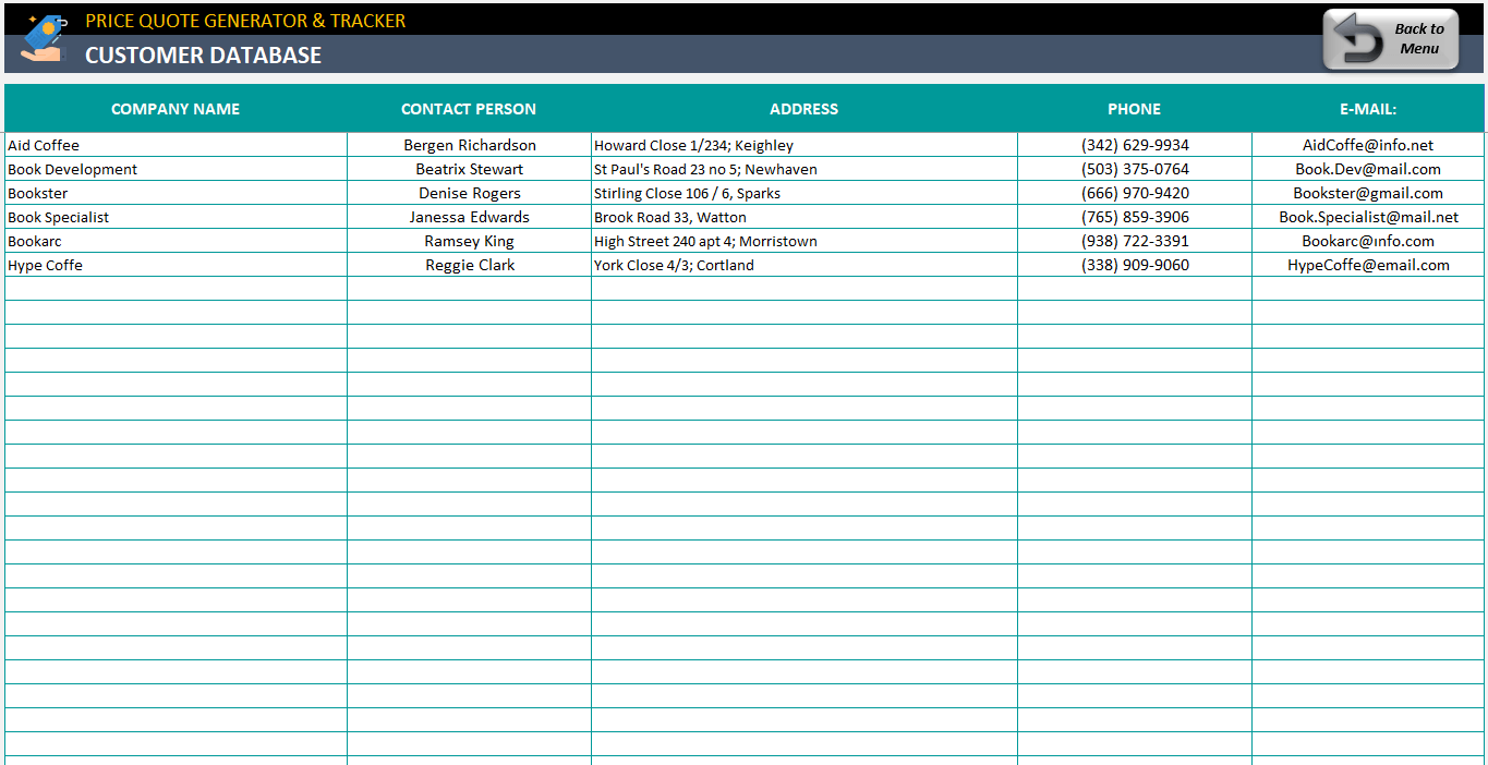 Excel Quotation Template With Database Quotation Generator