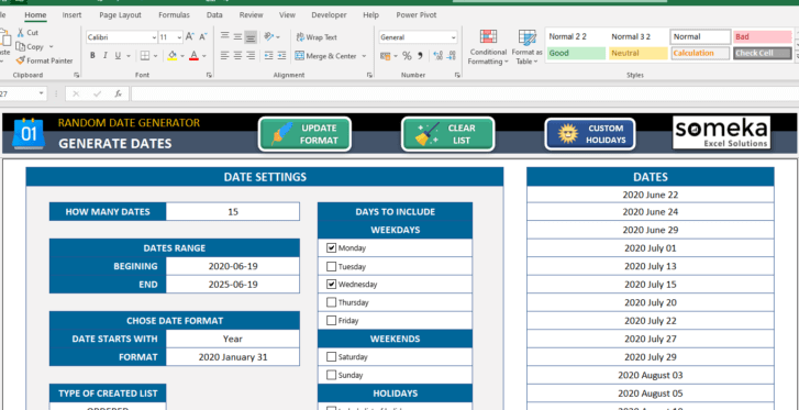 Excel Random Date Generator | Date Randomizer Template