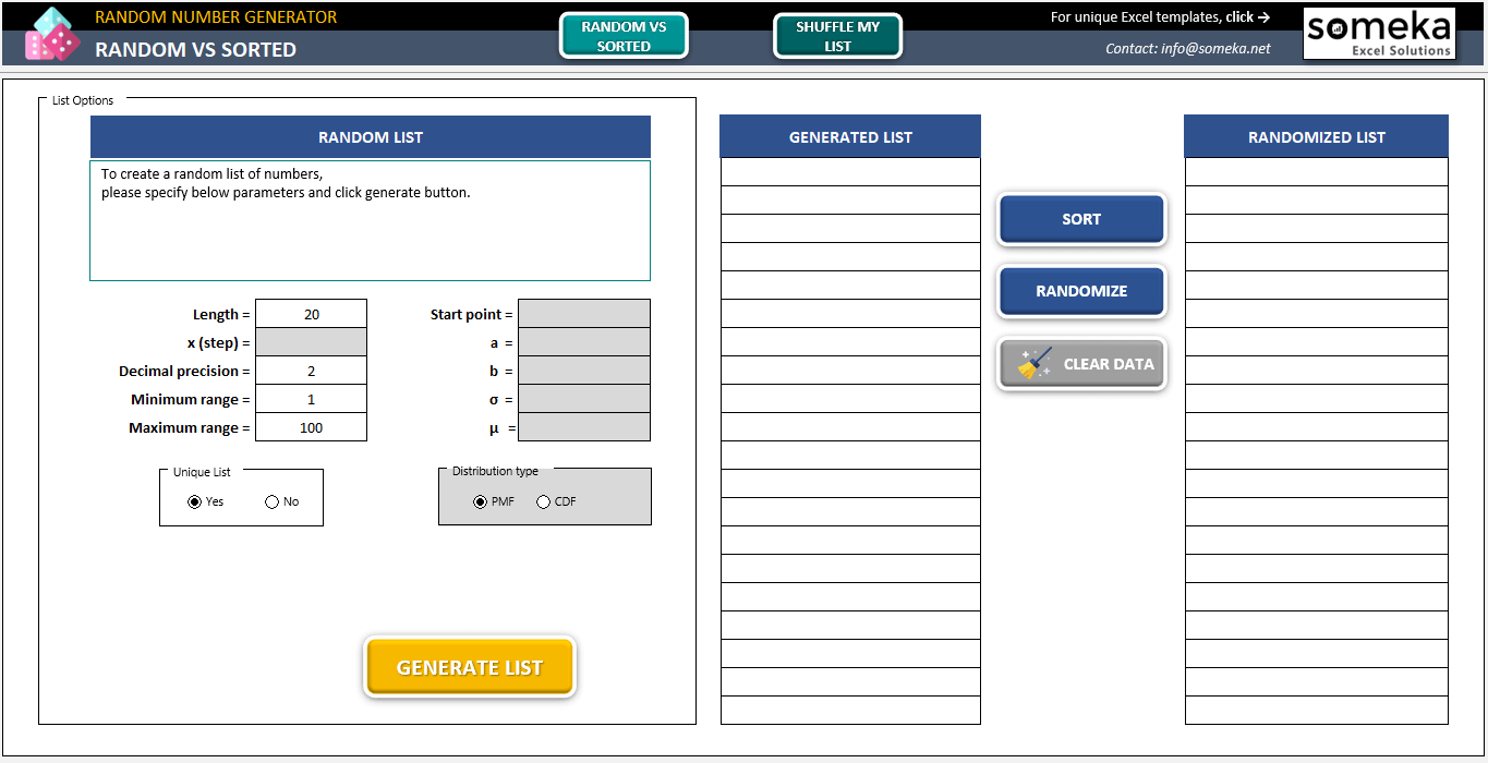 Excel Random Number Generator Number Randomizer Template