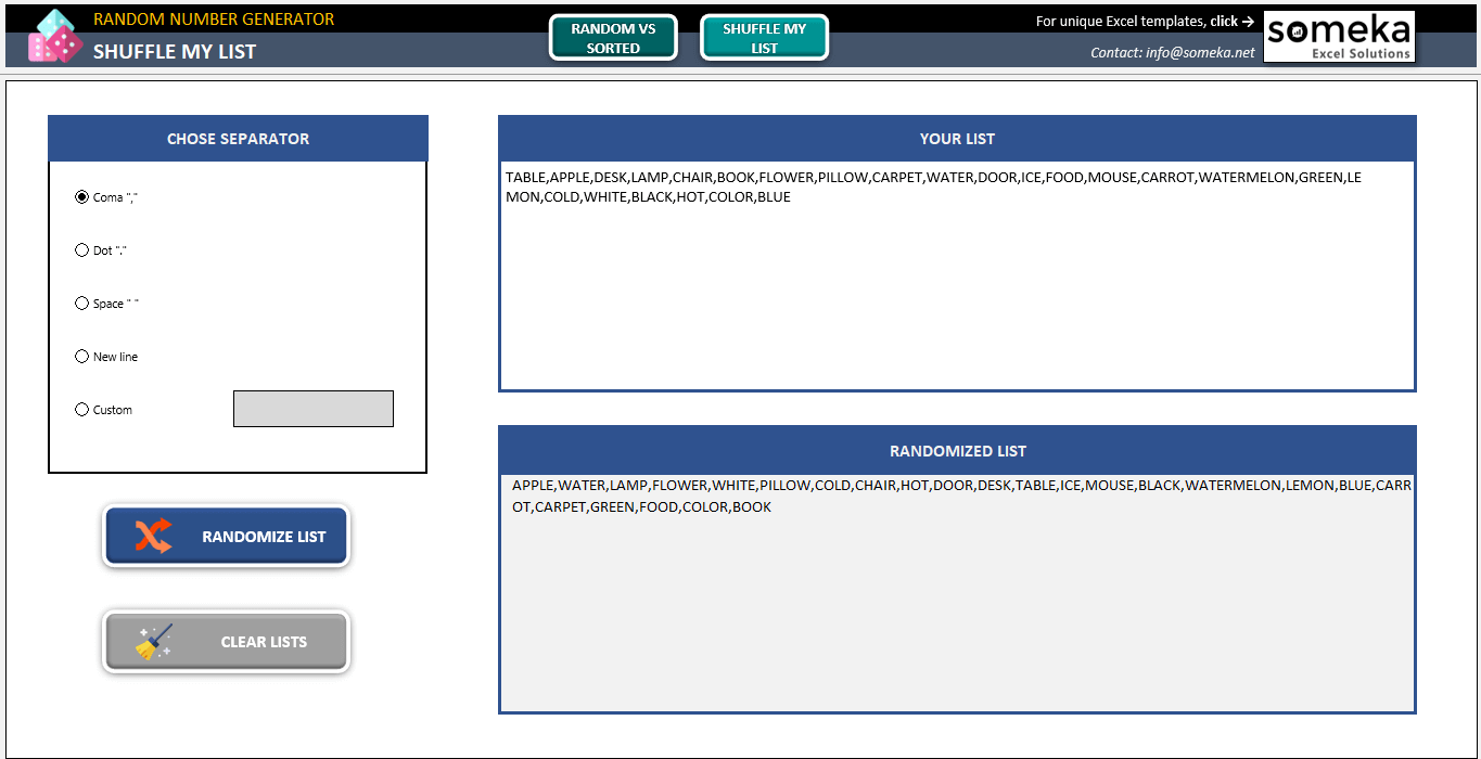 Excel Random Number Generator Number Randomizer Template