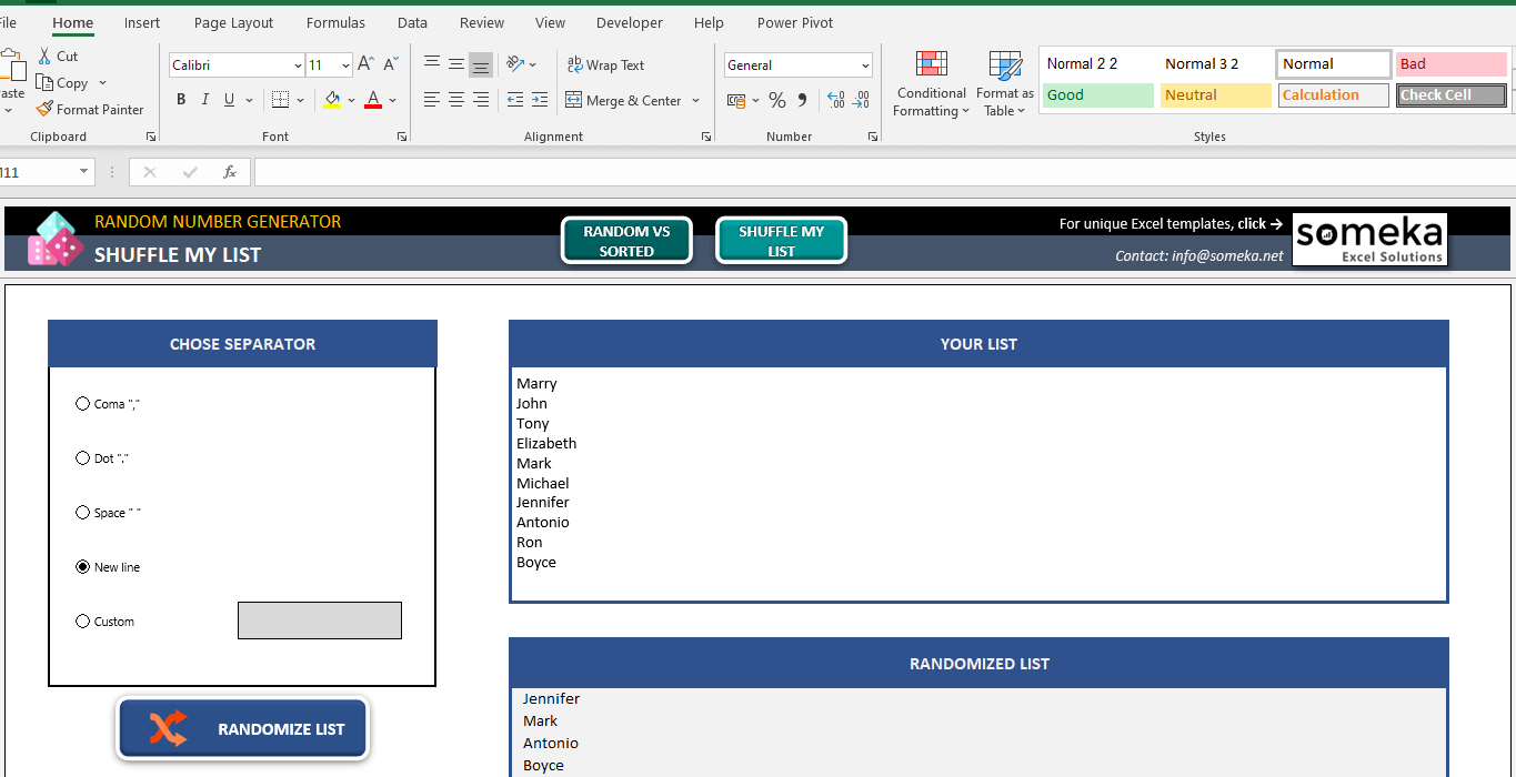 Excel Random Number Generator Number Randomizer Template