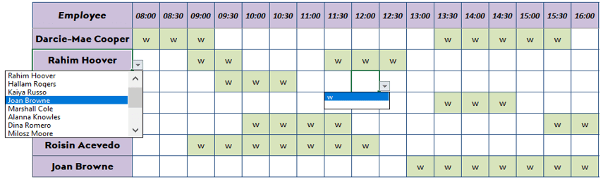Staff Rota Template Excel