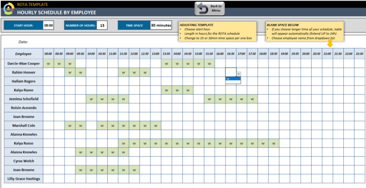 Rotation Schedule Excel Template | Staff ROTA Planner for HR