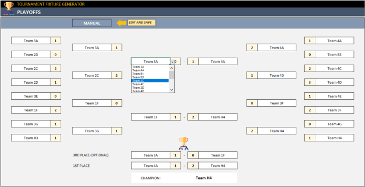 Excel Tournament Fixture Generator | Sports Bracket Maker