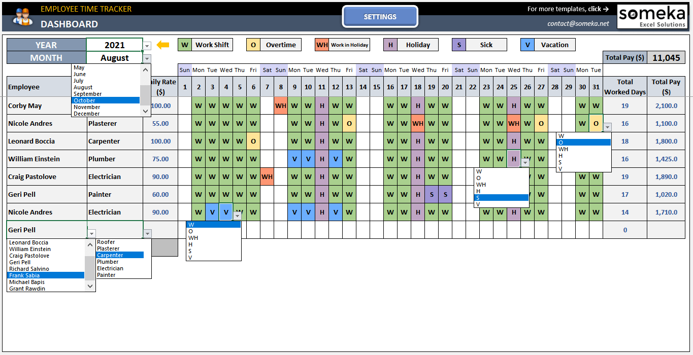 Employee Attendance Tracker And Payroll Excel Template Sites unimi it