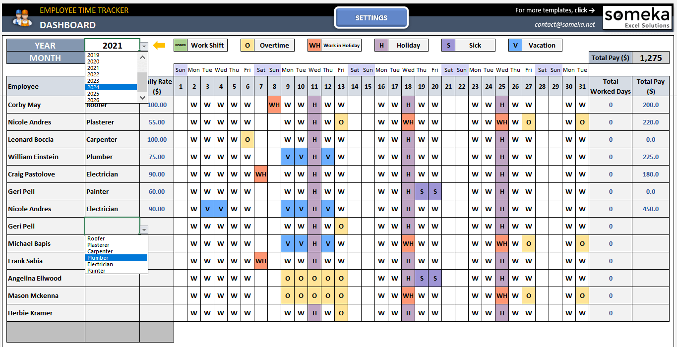 Employee Attendance Tracker And Payroll Excel Template Sites unimi it
