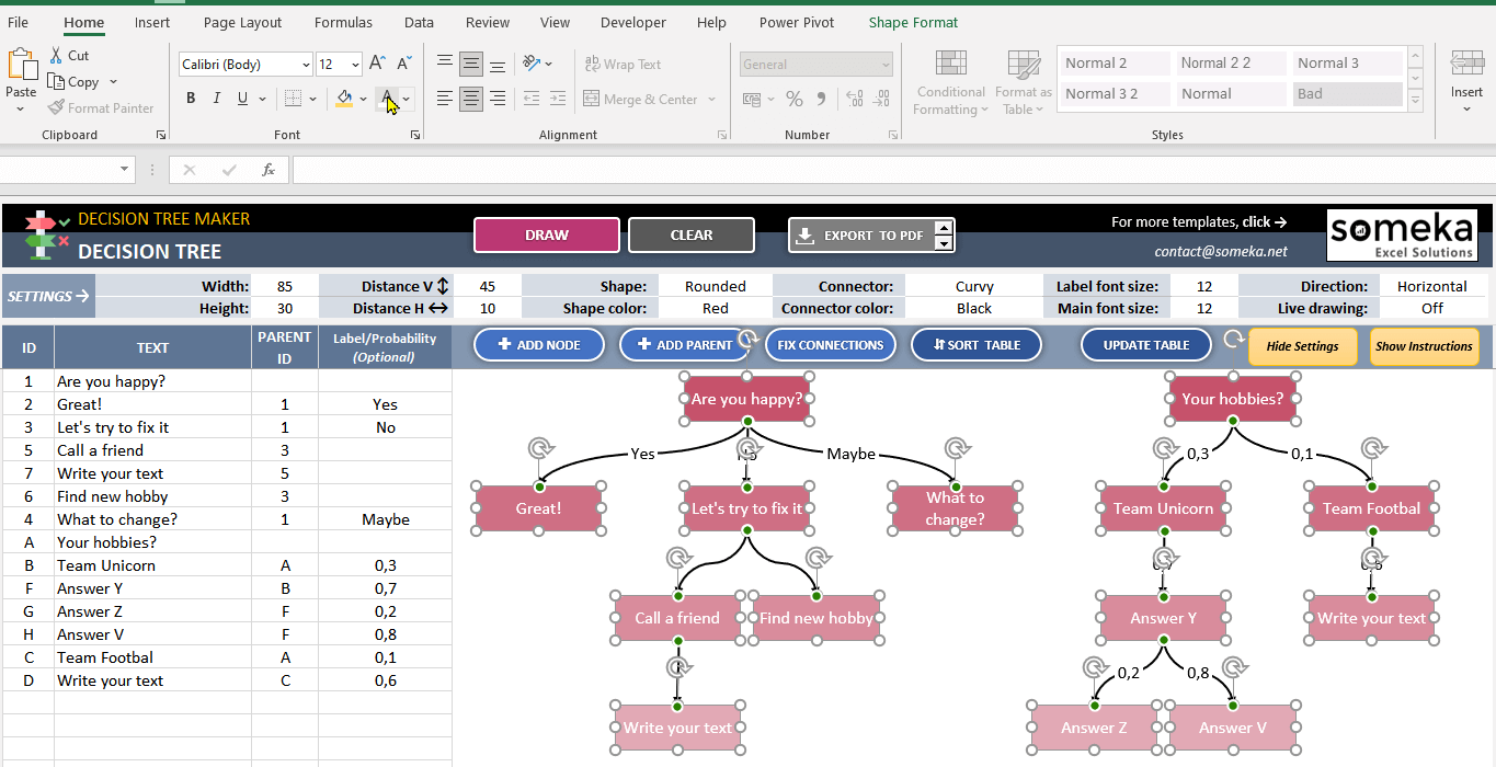 Decision Tree Excel Template Tree Diagram Maker Spreadsheet Lupon gov ph