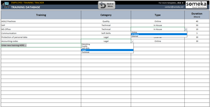 Employee Training Tracker Excel Template | Staff Training Template