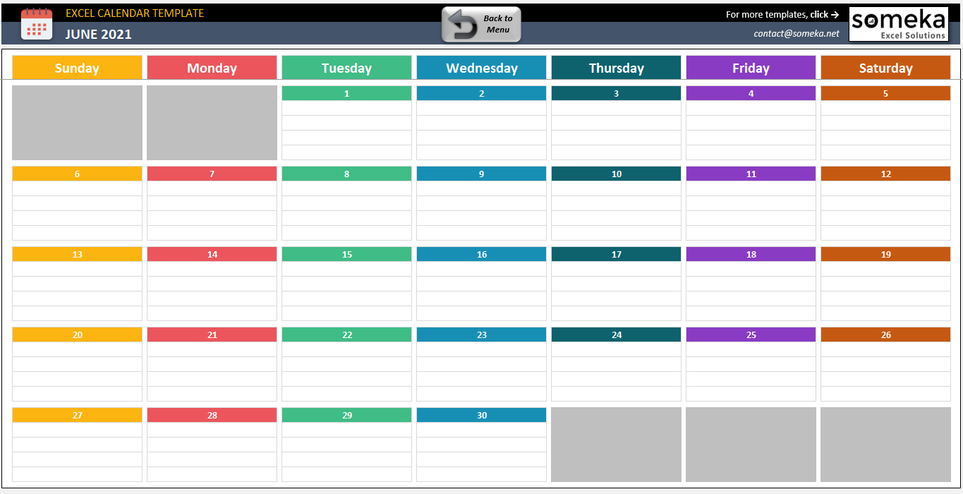 Dynamic Calendar Excel Template 2024 | Blank Calendar in Excel
