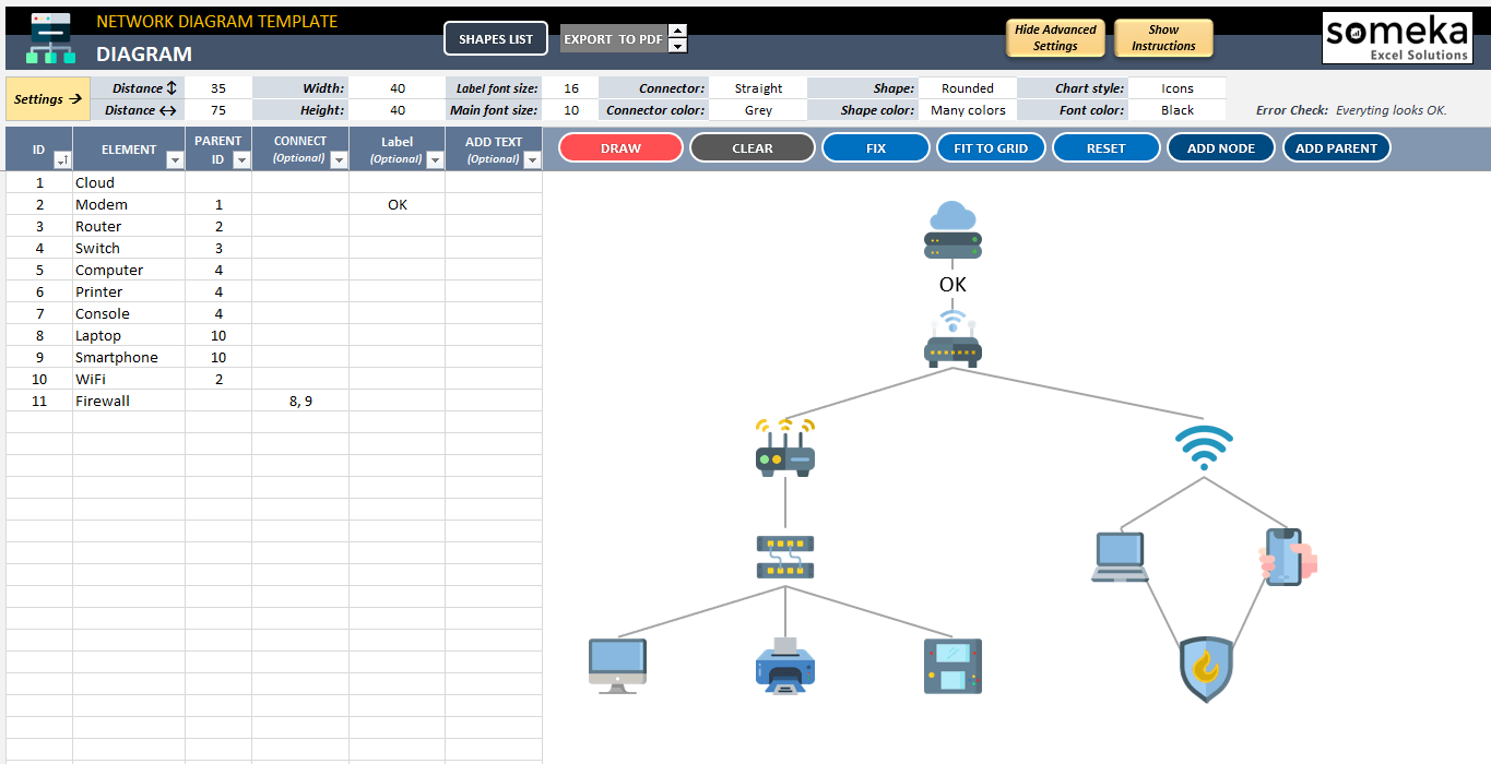Art Collectibles Network Topology Diagram Network Diagram Excel 