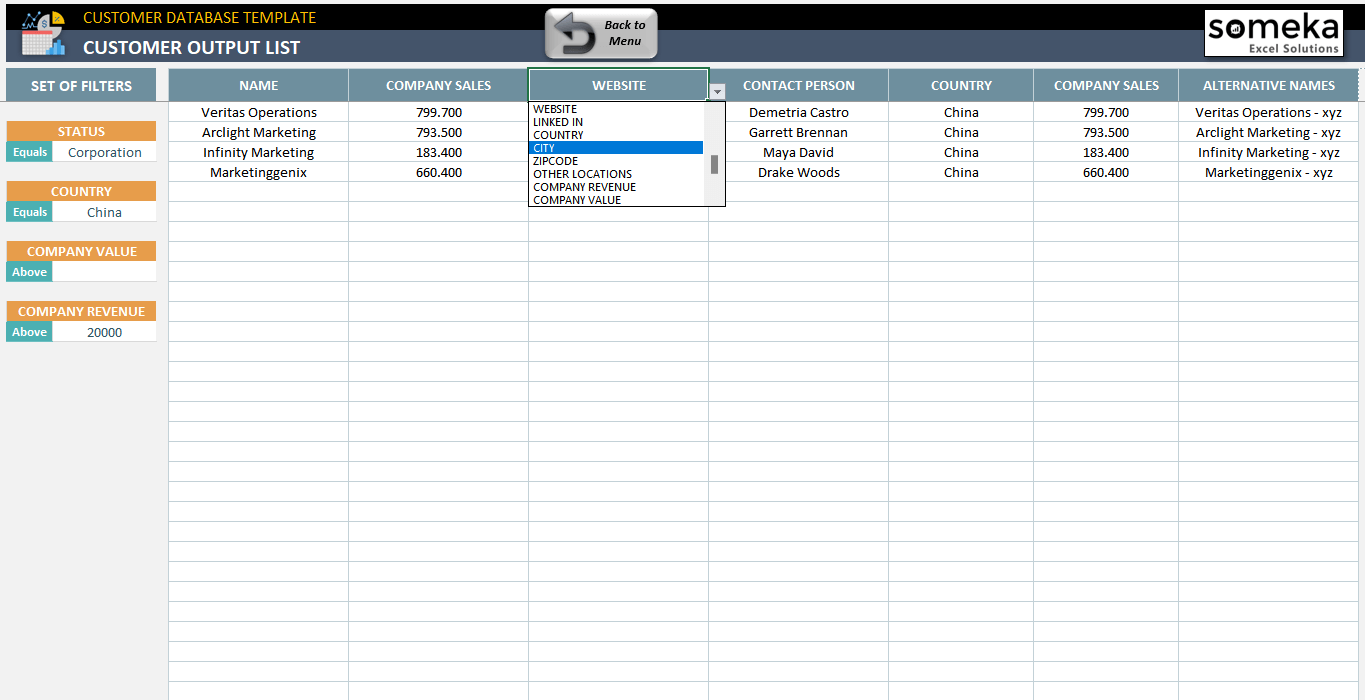 Customer Database Excel Template Client Dashboard Database