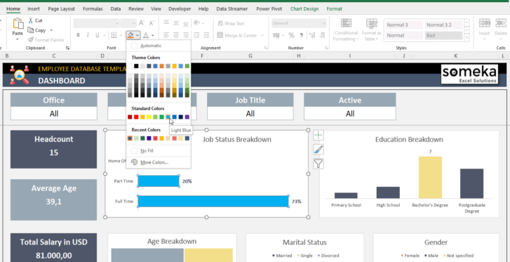 Employee Database Excel Template | HR Employee Data Sheet