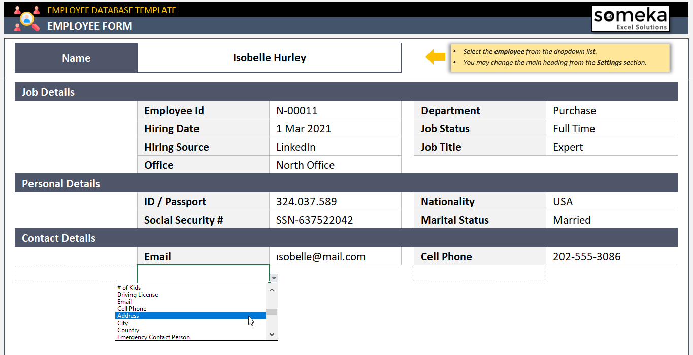Employee Database Excel Template Xls Prntbl concejomunicipaldechinu