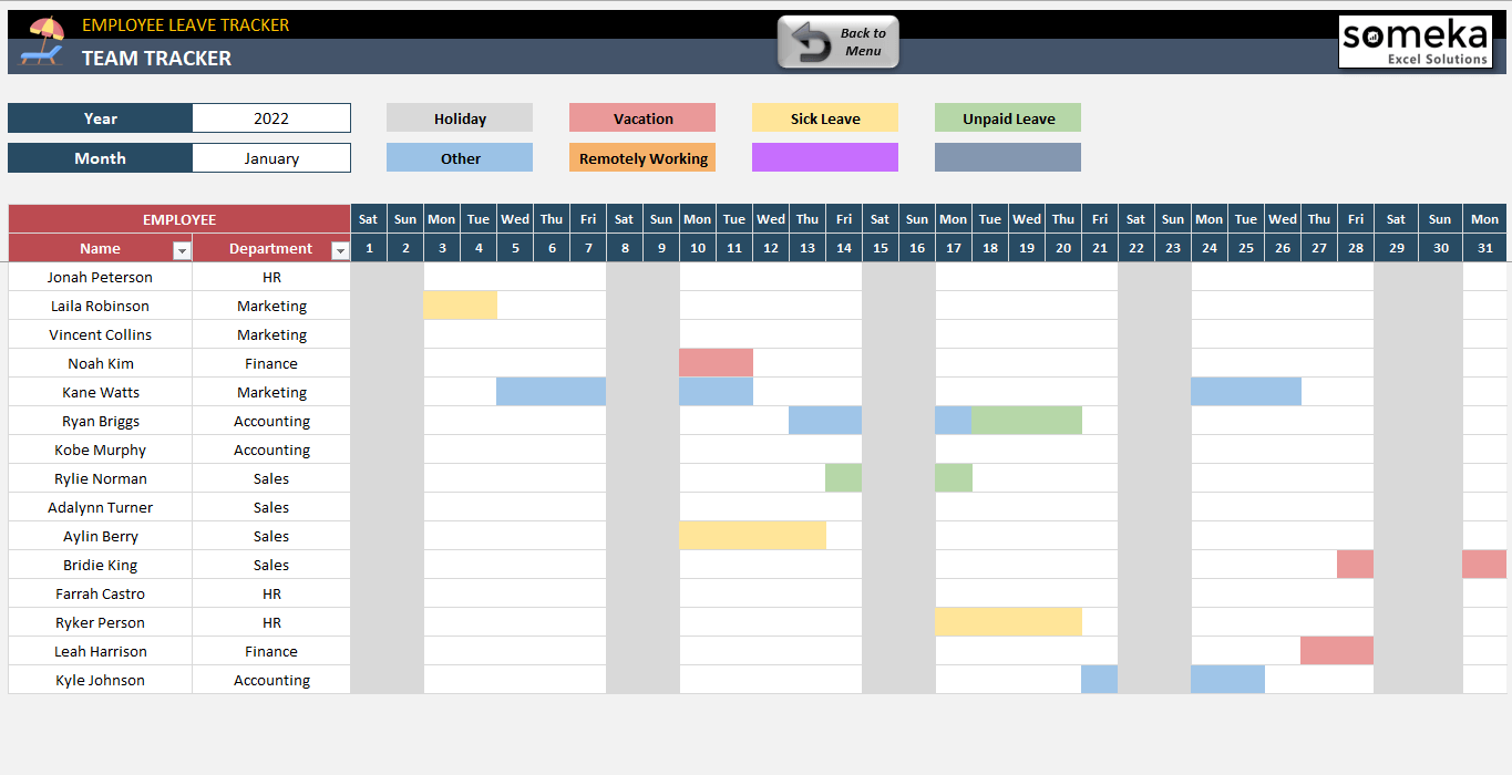 Leave Tracker Excel Template Employee Leave Planner Tool