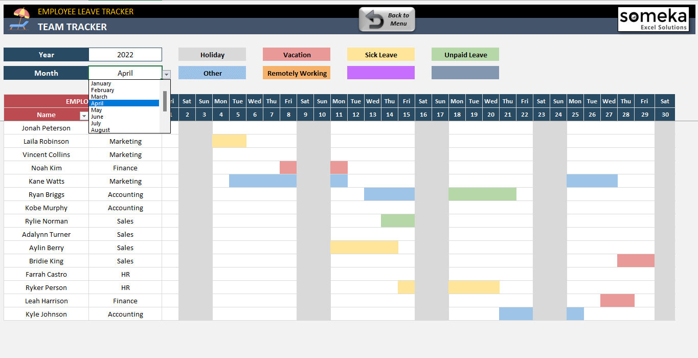 Leave Tracker Excel Template Employee Leave Planner Tool