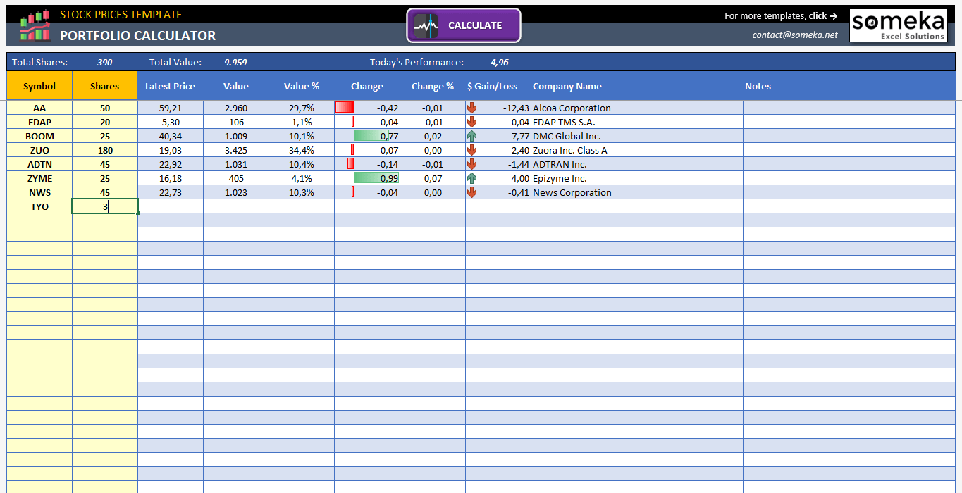 Stock Price Calculator Excel Template Fetch Latest Stock Quotes Stock Price Calculator Excel Template Fetch Latest Stock Quotes