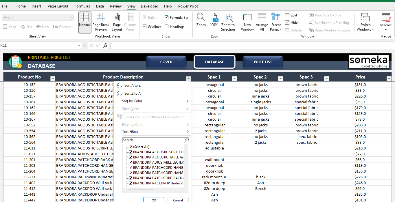 How To Make A Product List In Excel