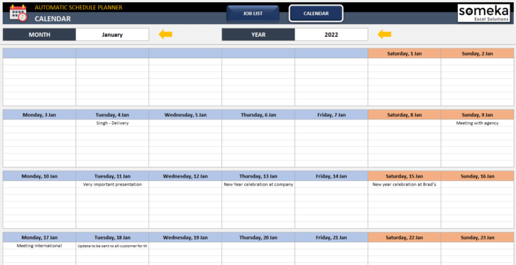 Automatic Schedule Generator Excel | Excel Schedule Template
