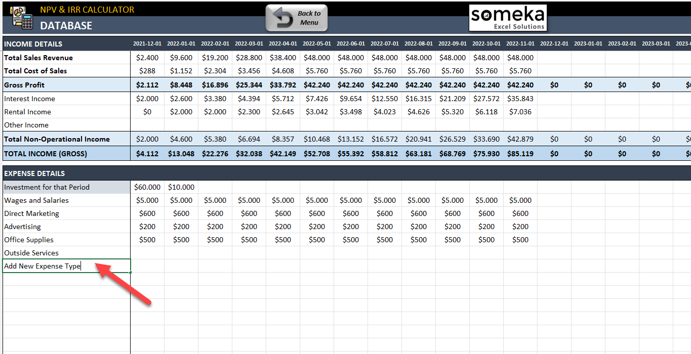 Npv Calculator Excel Template