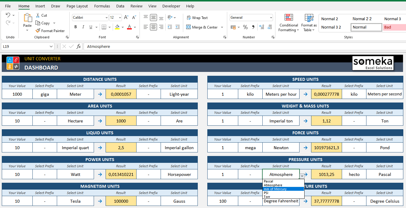 Unit Conversion Excel Template Density Unit Conversion In Excel Lupon 