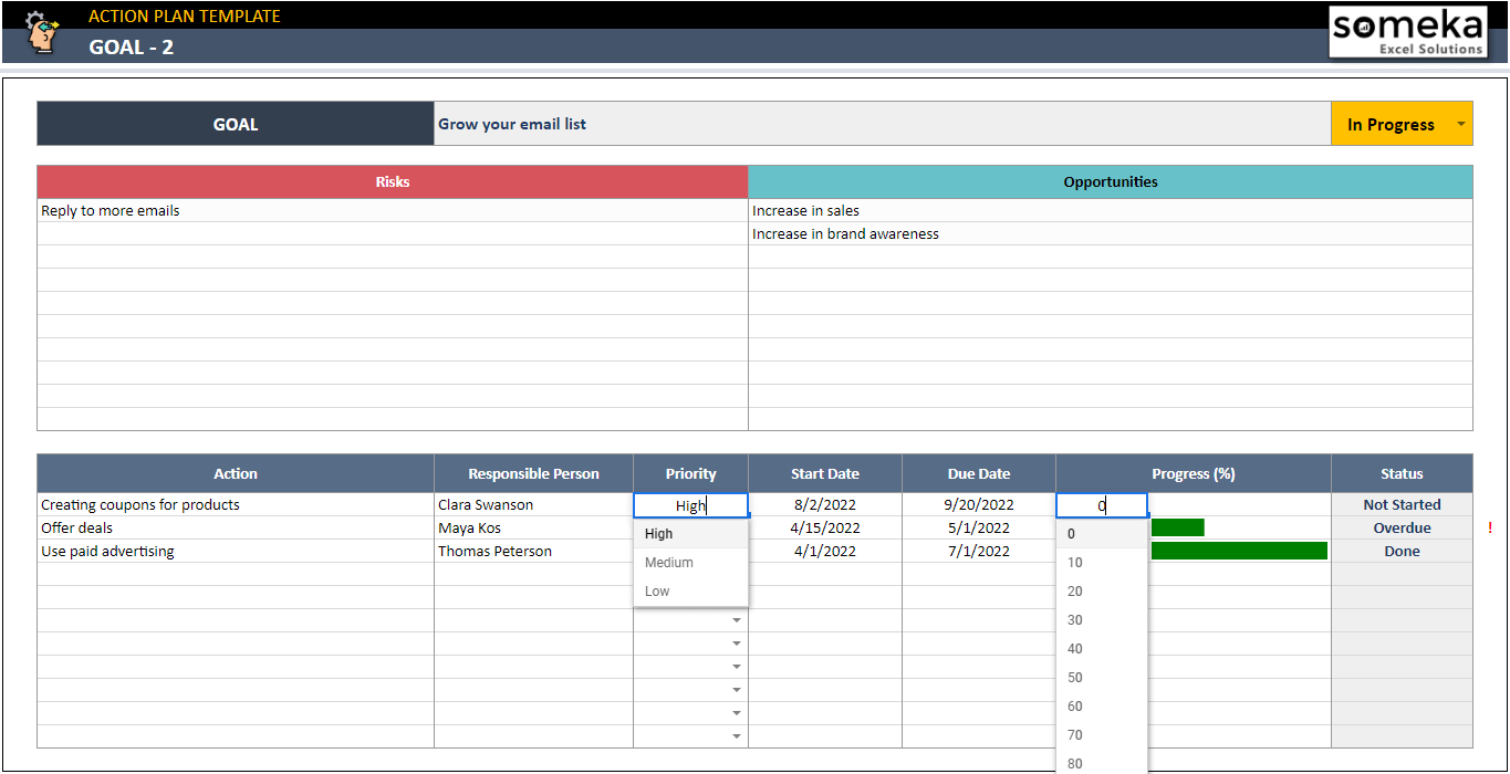 Action Plan Google Sheets Template Business Action Plan