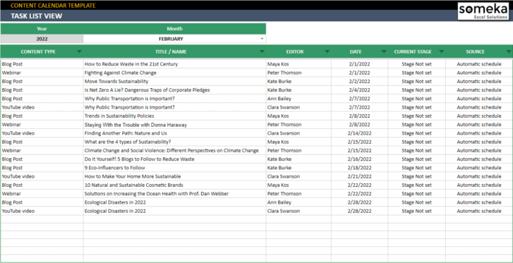 Content Calendar Google Sheets Template | Social Media Calendar